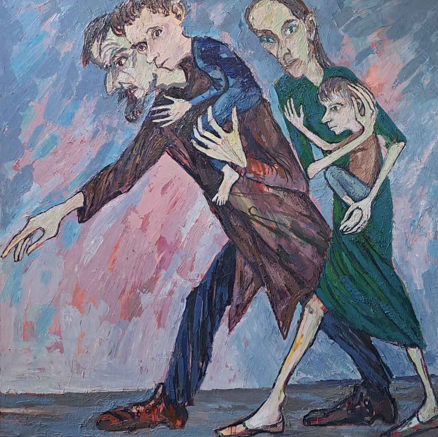 REFUGEES / Huile sur toile / 100 x 100 cm
